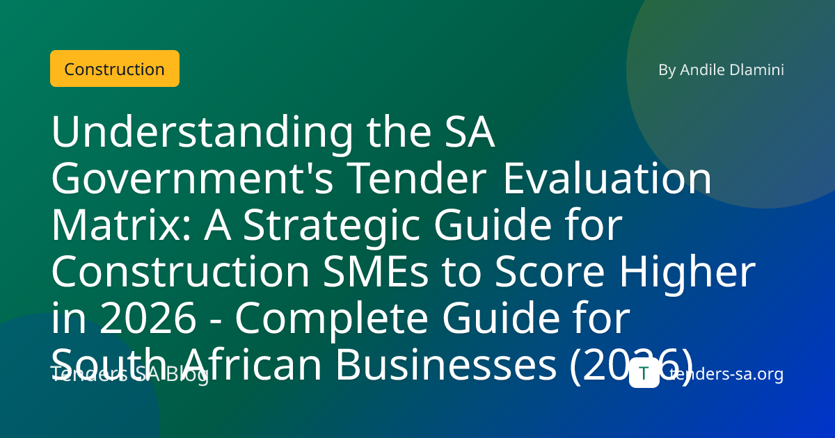 Understanding the SA Government's Tender Evaluation Matrix: A Strategic ...